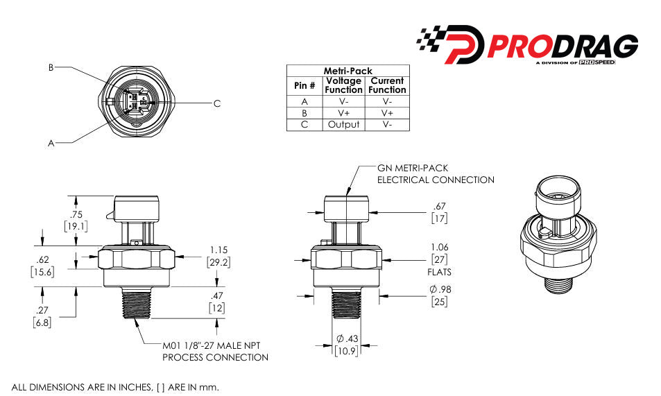 PRODRAG 300 Psi Sensor Kit – Prospeed Autosports